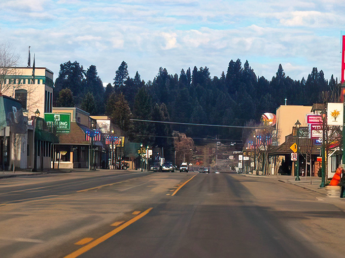 Downtown Cascade greets visitors with mountain-framed simplicity, where every storefront tells a story and nobody's in a hurry.