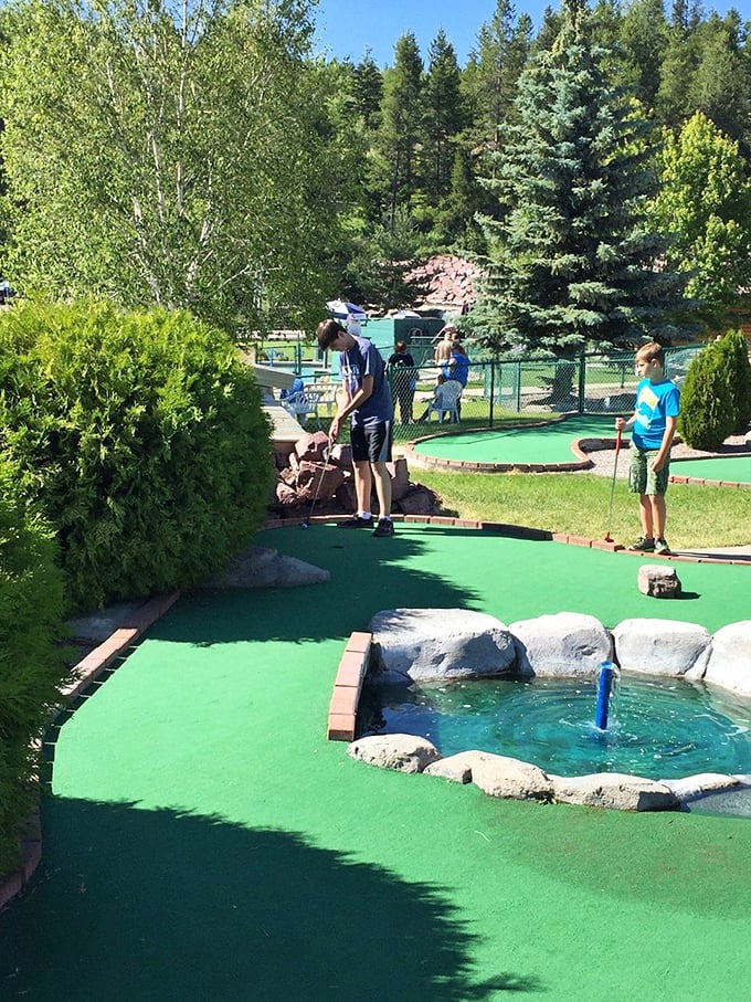 Water hazards take on new meaning at this mini-golf course, where your ball might get wetter than your forehead on a hot Montana day.