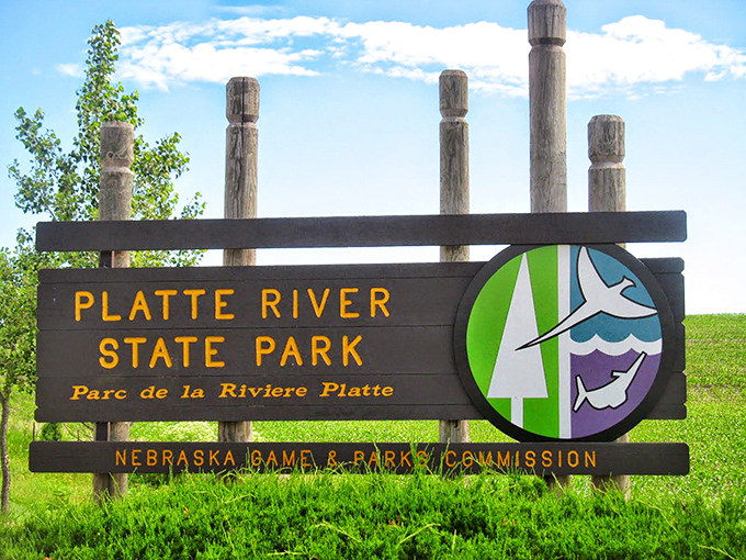 The park entrance sign promises adventures with a side of conservation. Like the welcome mat to Nebraska's natural living room.
