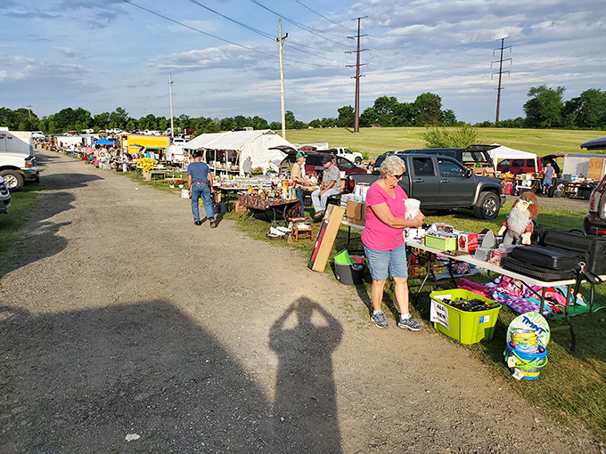 The market stretches into the distance like a bargain hunter's yellow brick road. Early birds get the vintage worms here.