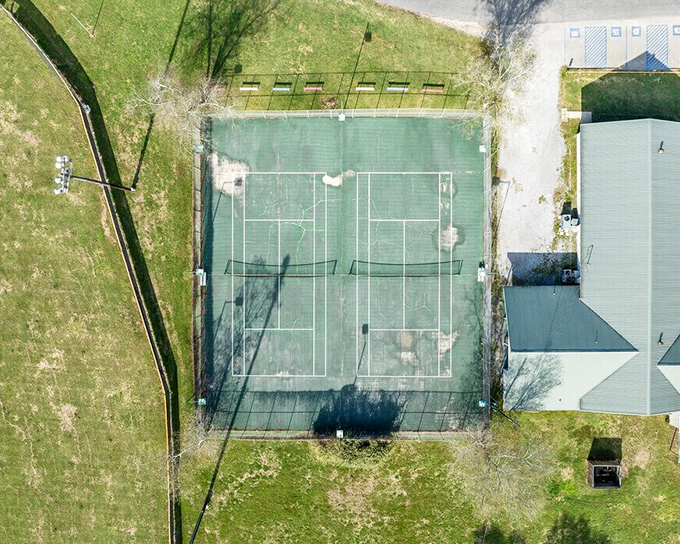 Public tennis courts that don't require a country club membership or a second mortgage to enjoy a friendly match.