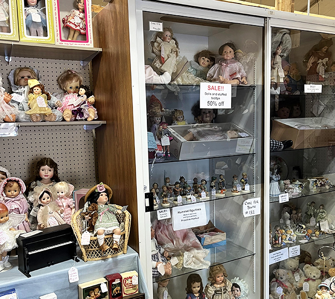 These dolls have seen things. Their glass eyes follow you around the room like tiny time travelers judging your fashion choices.