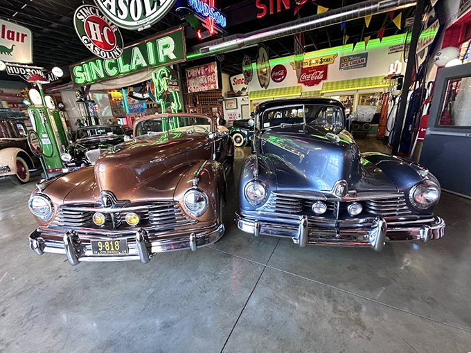 These Hudsons sit side by side like old friends sharing stories of cross-country adventures and Sunday drives that defined mid-century America.