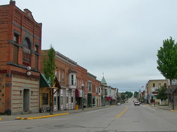 The charming main street of Berlin offers affordable shopping and dining options in a picturesque small-town setting.