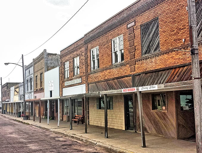 Classic prairie architecture lines Main Street where grain elevators outnumber traffic lights by a comfortable margin.