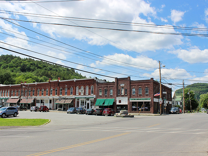 South Royalton's brick buildings have watched over generations, their warm red tones a constant in a changing world.