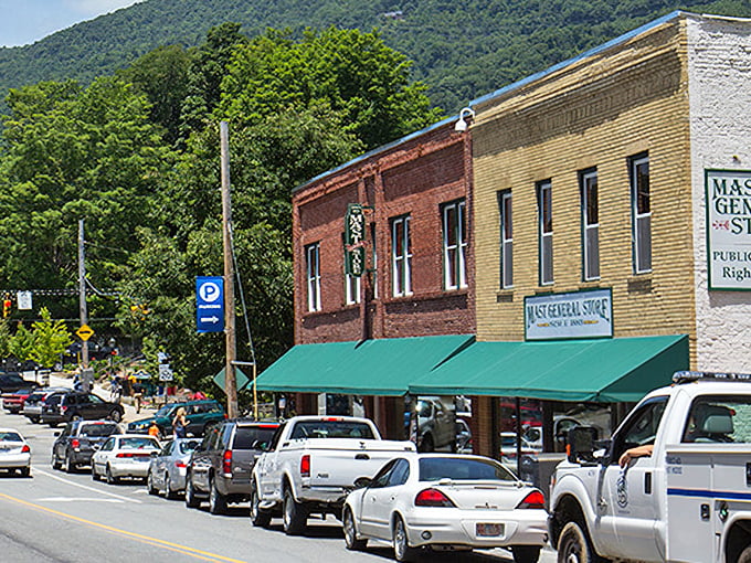 The charming storefronts of Beech Mountain welcome visitors to one of America's highest towns with colorful character.