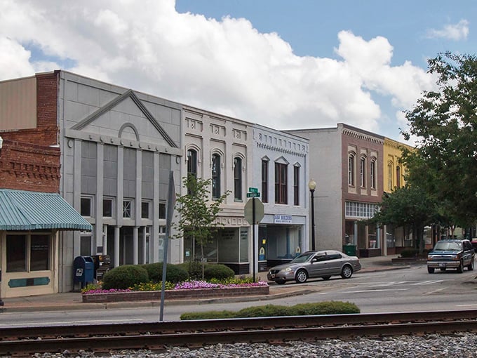 These charming storefronts in Commerce have witnessed generations of hellos and how-are-yous along the railroad tracks.