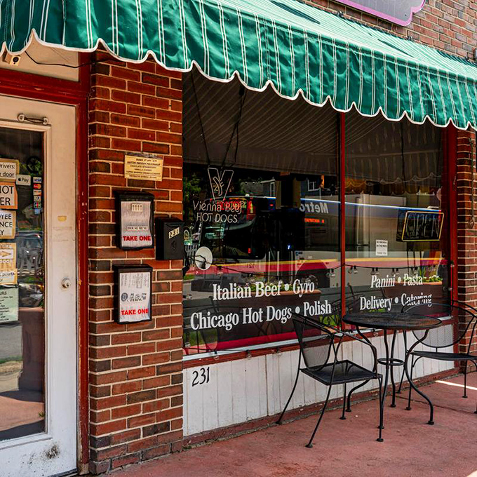 Those green awnings and outdoor seating at Crostini invite you to linger. Sandwich enjoyment shouldn't be rushed.