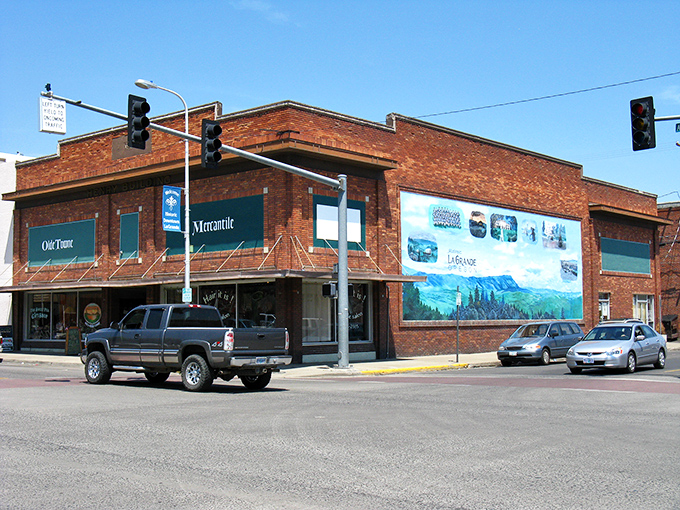 Downtown La Grande features lovely brick buildings and colorful murals that celebrate the area's stunning natural beauty and outdoor adventures.