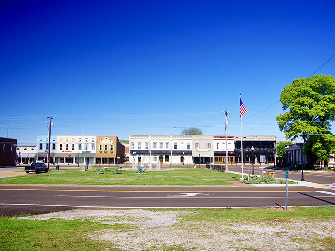 The town square in Martin offers green space and community gathering spots just steps from surprisingly affordable housing options.