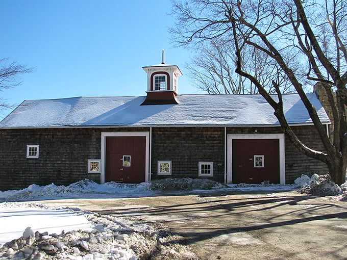 The historic stone barn with its distinctive cupola represents Pascoag's rich agricultural heritage and timeless New England charm.