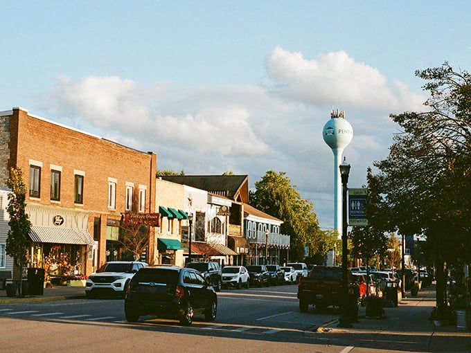 The classic American main street in Pentwater reminds visitors of a time when shopping was social and nobody was in a hurry.