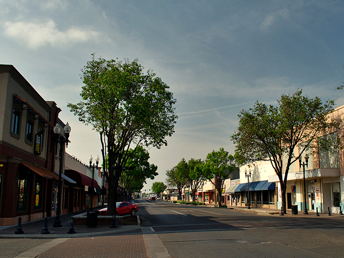 Tree-lined streets in Porterville offer shade and small-town charm, where Social Security goes further than in California's expensive cities.