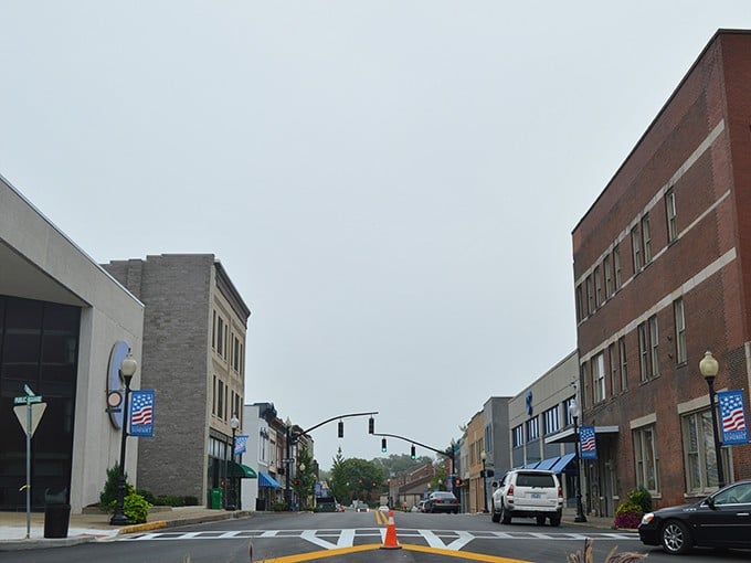 Clean streets and American flags show a community that takes pride in its hometown.