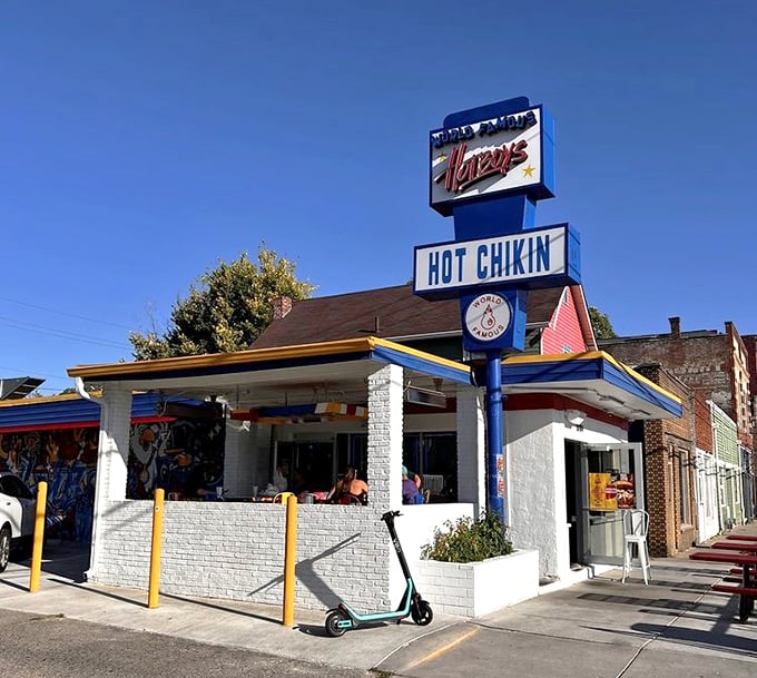 The bright, cheerful facade of HotBoys matches the bold flavors waiting inside this Fountain Square favorite.