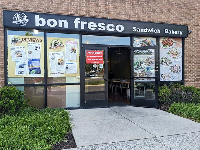 Same modest exterior, different angle&mdash;Bon Fresco lets its freshly baked bread do all the talking. No flashy signs needed when the aroma does the marketing.
