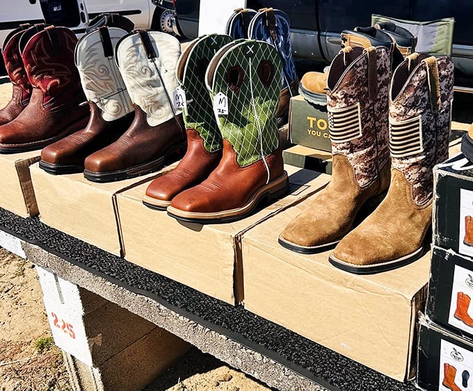 Boot boulevard, where your feet can find their leather soulmates. That pair of cowboy boots might just be your ticket to walking taller.