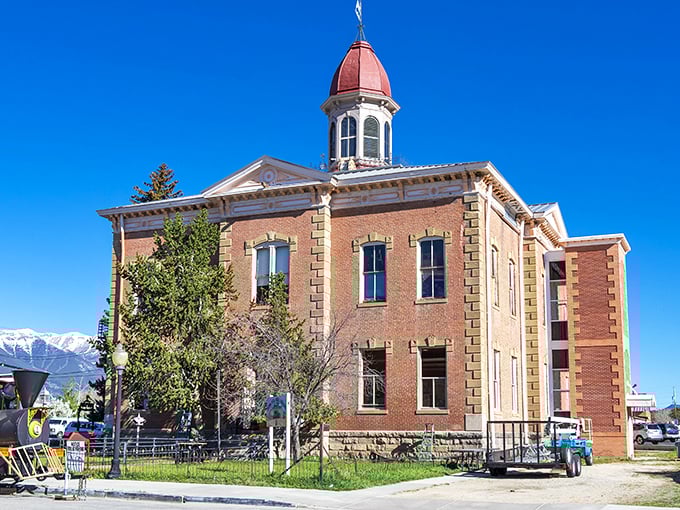 The stately Chaffee County Courthouse with its distinctive red cupola has presided over the town's affairs since the days when horses outnumbered cars.