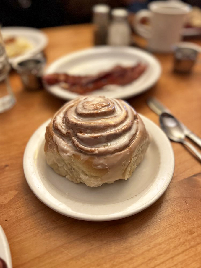 The cinnamon roll isn't trying to go viral &ndash; it's just doing what cinnamon rolls have done for generations: providing sweet, gooey comfort one spiral at a time.