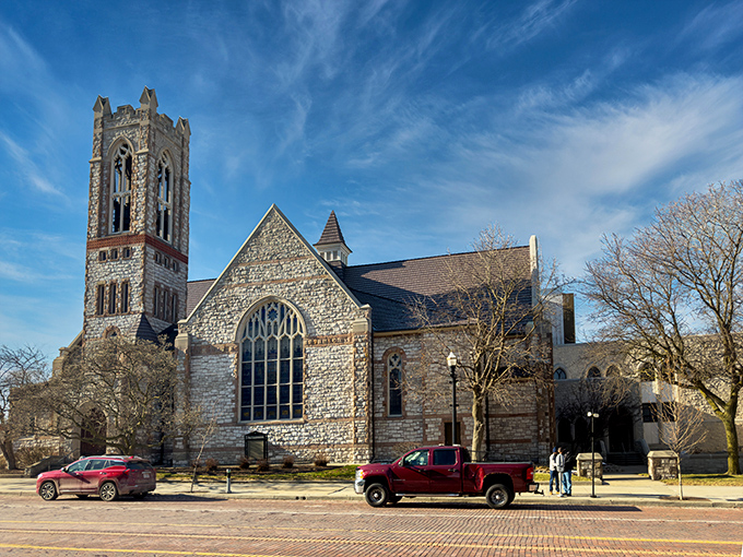 First Presbyterian Church's magnificent stone tower has witnessed generations of Flint history, standing strong through boom times and challenges.