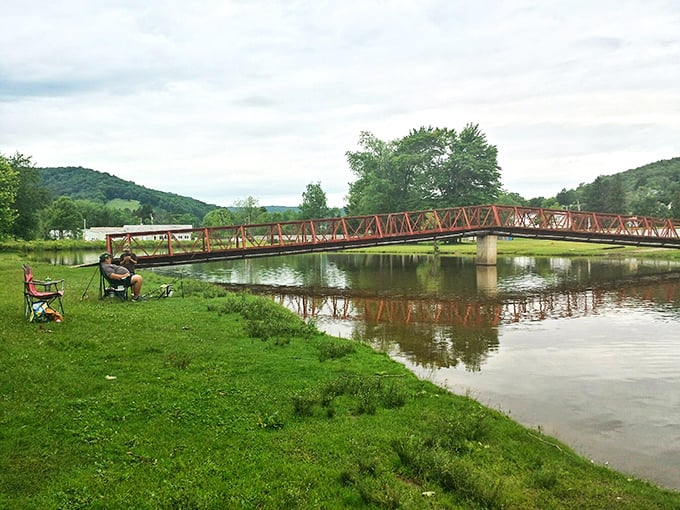 Fishing at the lake—where "catching nothing" somehow still counts as "the perfect day" and nobody questions this wonderful logic.