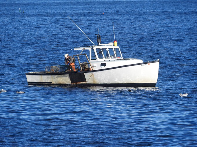 A working Maine lobster boat in its natural habitat &ndash; these vessels are the lifeblood of coastal communities throughout the state.