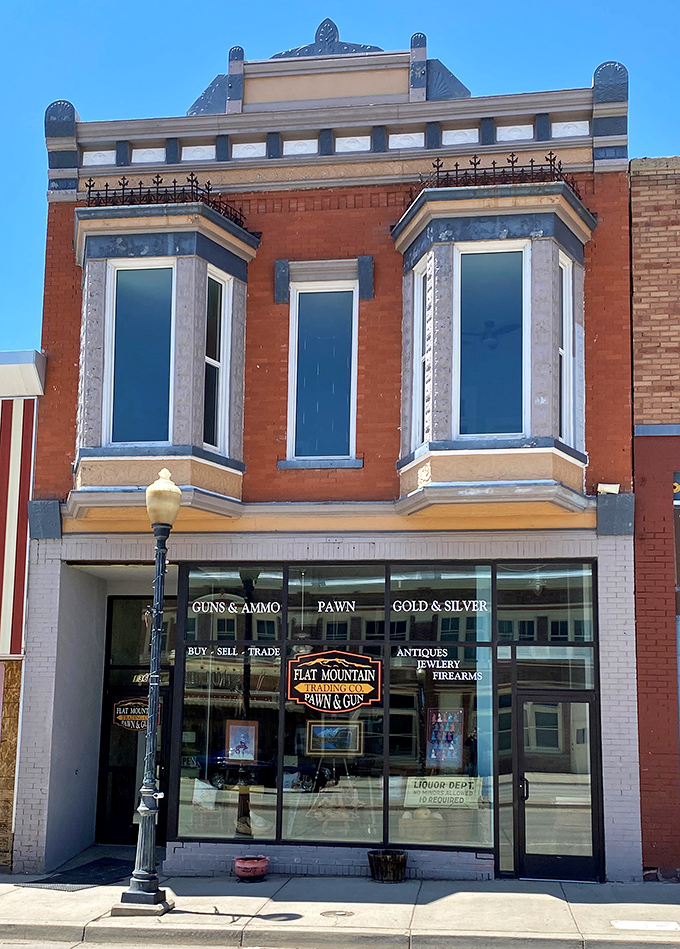 Flat Mountain Trading Company embodies the frontier spirit in its historic facade. Window shopping here is like time travel without the paradoxical expense.