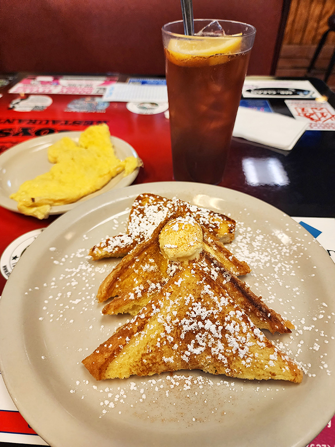 French toast dusted with powdered sugar like the first snow of winter, making breakfast feel like a celebration rather than just a meal.