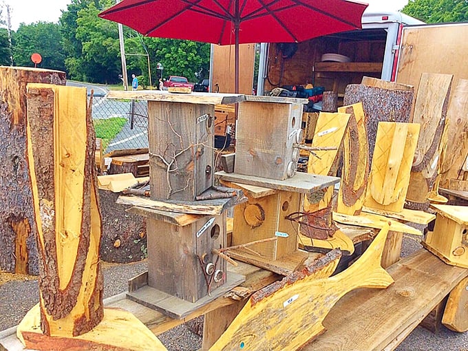 Rustic craftsmanship meets backyard functionality. These handmade wooden birdhouses transform fallen trees into charming homes for feathered neighbors.