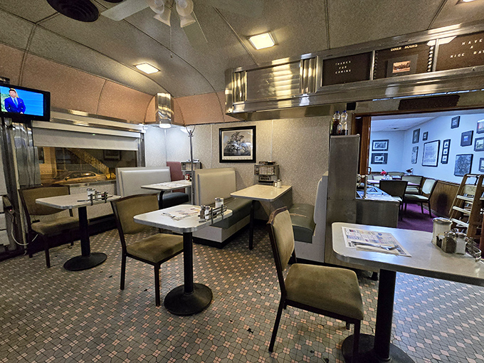 The quintessential diner layout &ndash; where every table feels like the best seat in the house and the TV is always showing something nobody's watching.