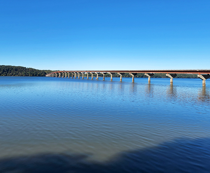 The John Coffee Memorial Bridge stretches across blue waters, connecting shores and generations in one elegant sweep of engineering.