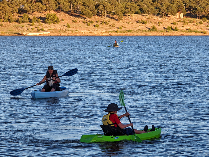 Paddle therapy in session—kayaking Bluewater Lake offers the perfect blend of exercise and meditation without the new age soundtrack.