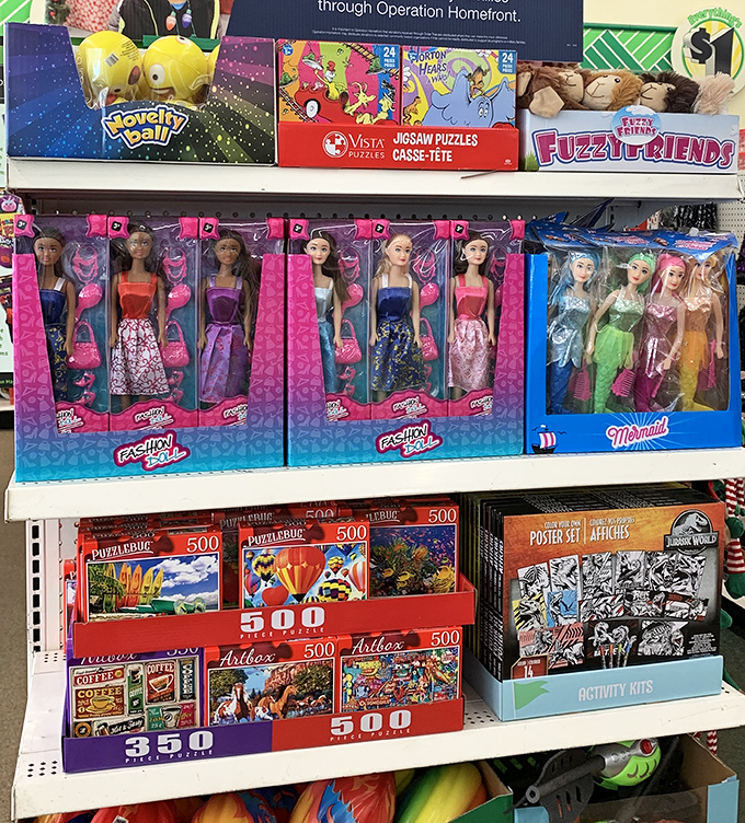 Dolls and puzzles await young imaginations – childhood joy doesn't require premium pricing to spark creativity.