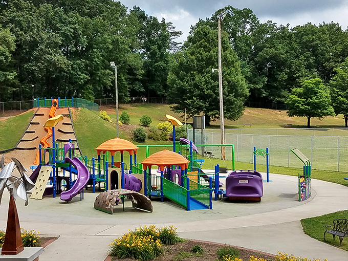 Kiwanis Park's playground is childhood joy engineered in primary colors&mdash;where kids burn energy and parents secretly wish they could join.
