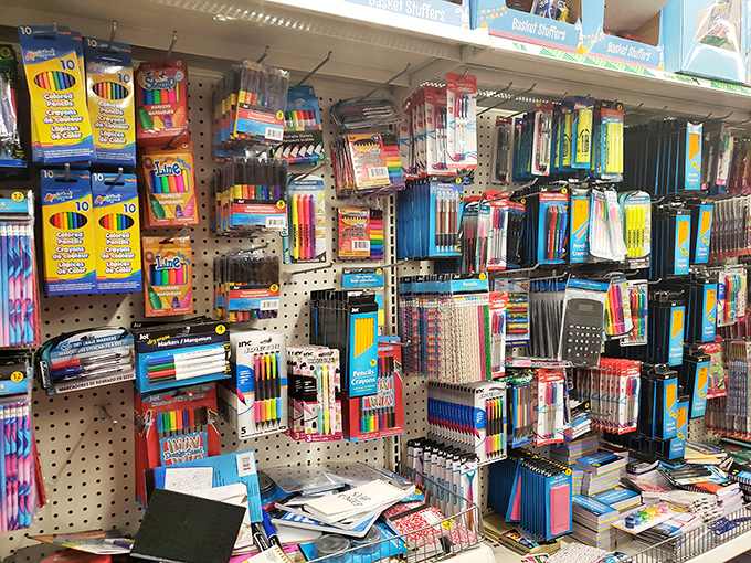 The school supply section &ndash; where creativity meets affordability in an explosion of color that makes adulting feel suspiciously like fun again.