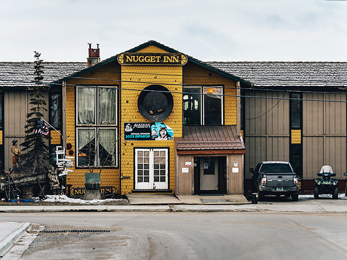 The Nugget Inn's rustic charm offers weary travelers shelter from Arctic blasts and a taste of authentic Nome hospitality.