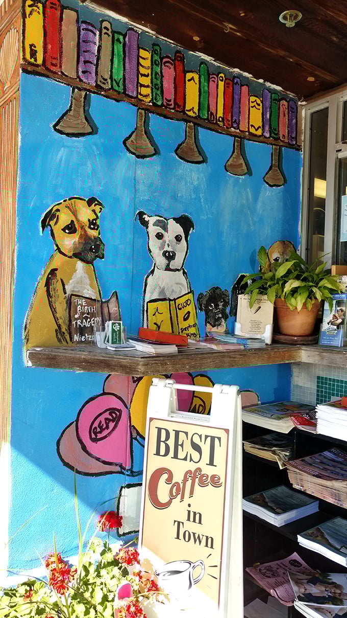 Literary dogs with excellent taste in philosophy adorn the caf&eacute; wall, where "Best Coffee in Town" isn't just a sign but a promise.