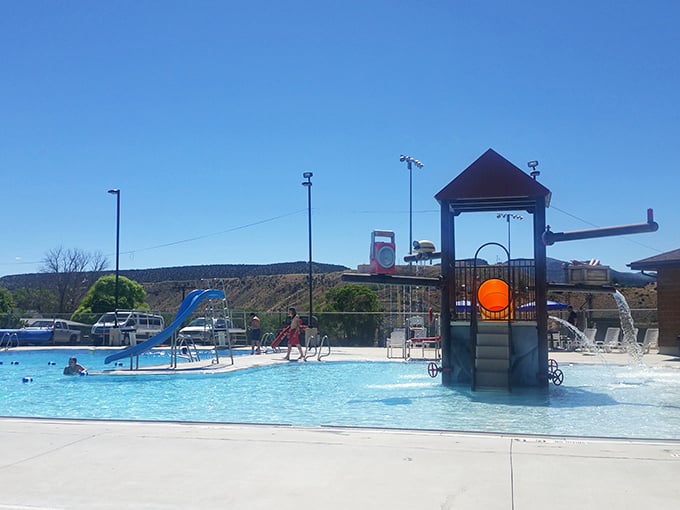 Summer in Helper means cooling off in the community pool, where mountain views make even a simple swim feel like a resort experience.