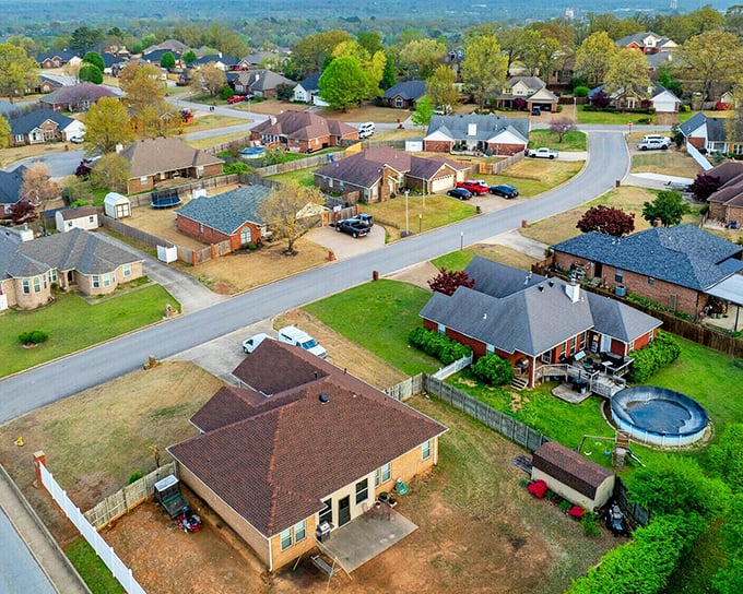 Residential neighborhoods feature actual yards and breathing room at prices that seem charmingly reasonable, almost fictional.