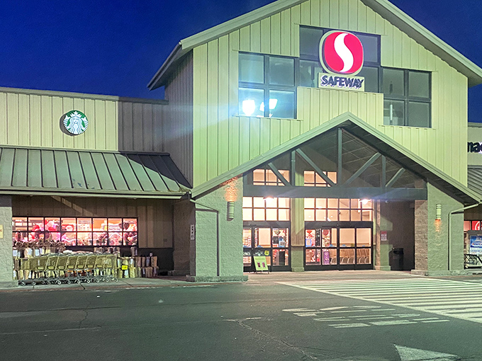 Ephrata's Safeway glows like a beacon in the evening sky, proving that grocery shopping can look surprisingly majestic after sunset.