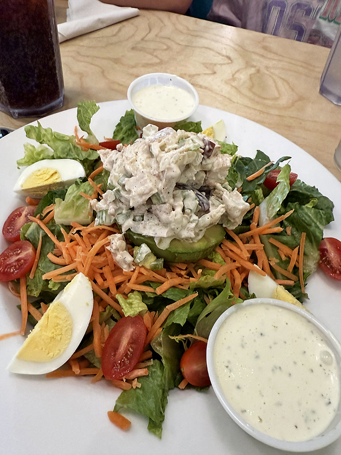 This isn't just a salad—it's breakfast's sophisticated cousin who studied abroad and came back with fresh ideas and a killer dressing.