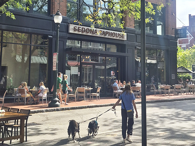 Sedona Taphouse's outdoor seating invites you to people-watch while sipping craft cocktails &ndash; dinner and a show, West Chester style.