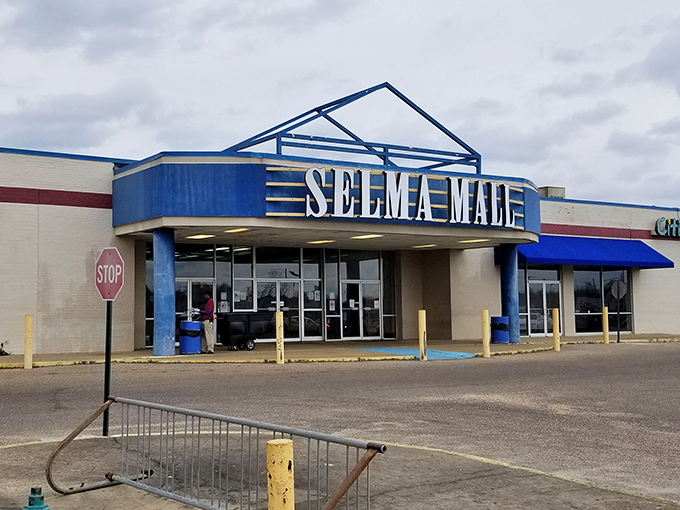 The Selma Mall's retro blue signage stands as a testament to small-town retail resilience in an age of online shopping and big-box dominance.