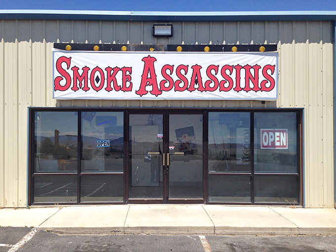 Smoke Assassins offers tobacco products at Nevada prices that make Utah residents cross state lines. Simple exterior, significant savings inside.