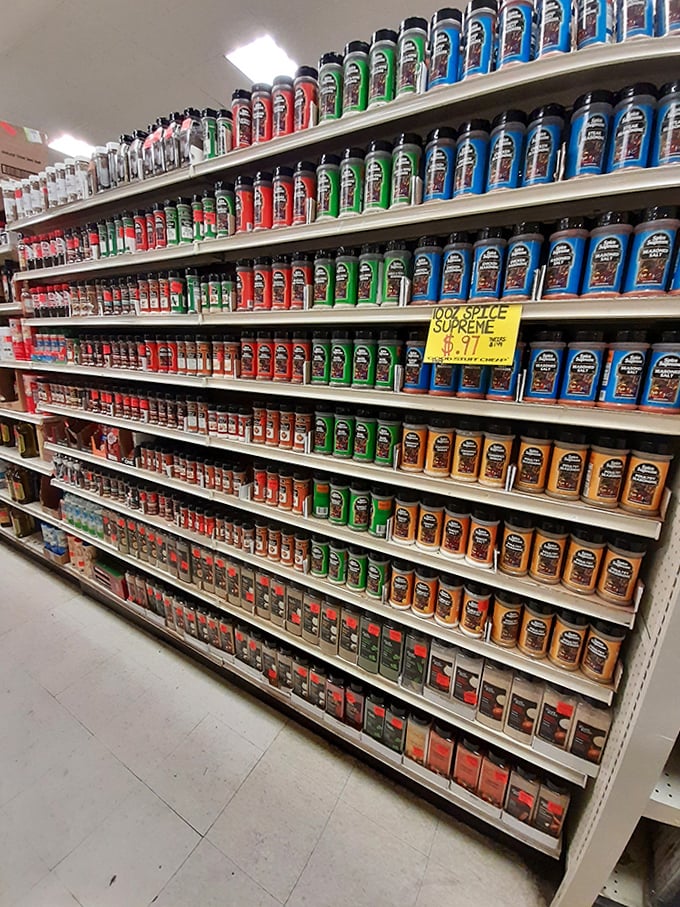 Spice world! This rainbow of seasonings transforms ordinary meals into culinary adventures without the gourmet store markup.