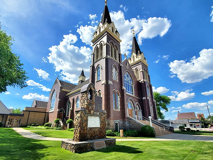 St. James Basilica reaches skyward with twin spires that would make European cathedrals nod in respectful approval.