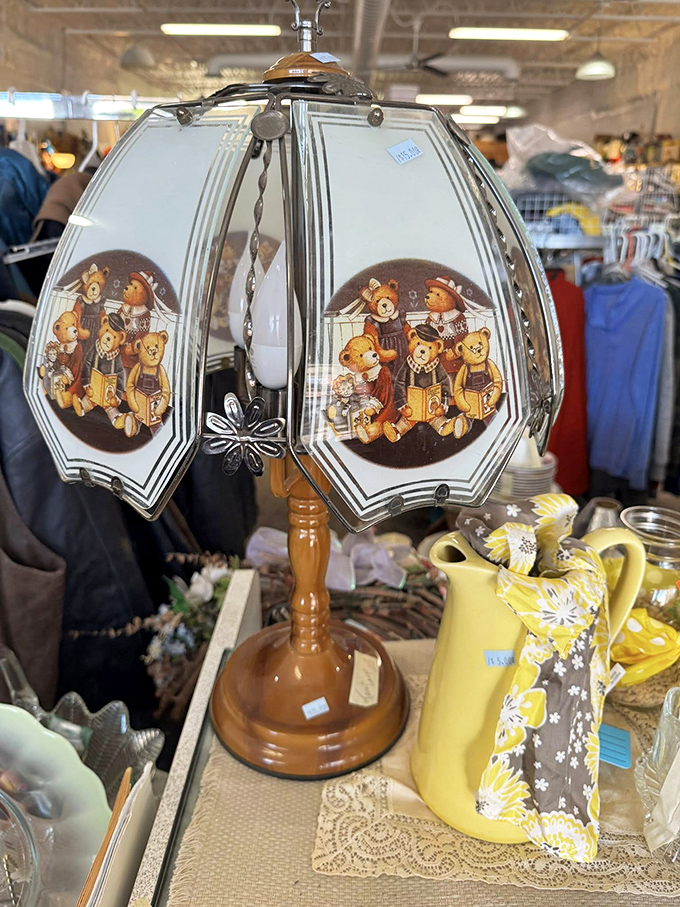 Nostalgia glows from this teddy bear lamp. Perfect for a child's room or anyone who appreciates vintage charm with a warm light.