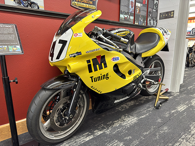 This canary-yellow racing machine proves that motorcycles, like superheroes, often look their best in impractical, attention-grabbing colors.