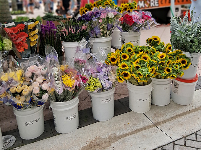 Fresh flowers at the GreenMarket prove that West Palm Beach takes its local produce seriously and beautifully.